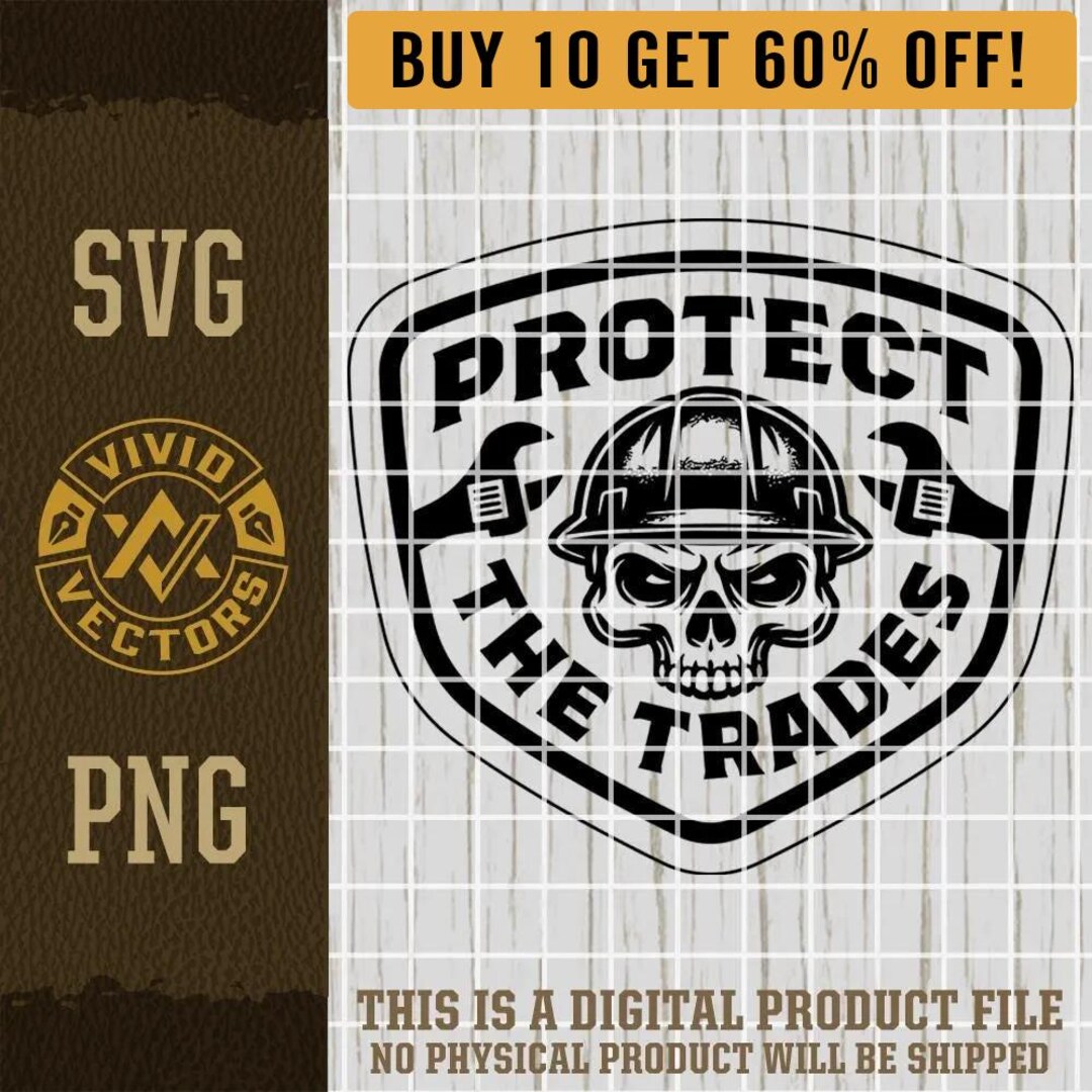 Protect the Trades Blue Collar SVG Hard Hat Skull Mechanic Plumber HVAC ...
