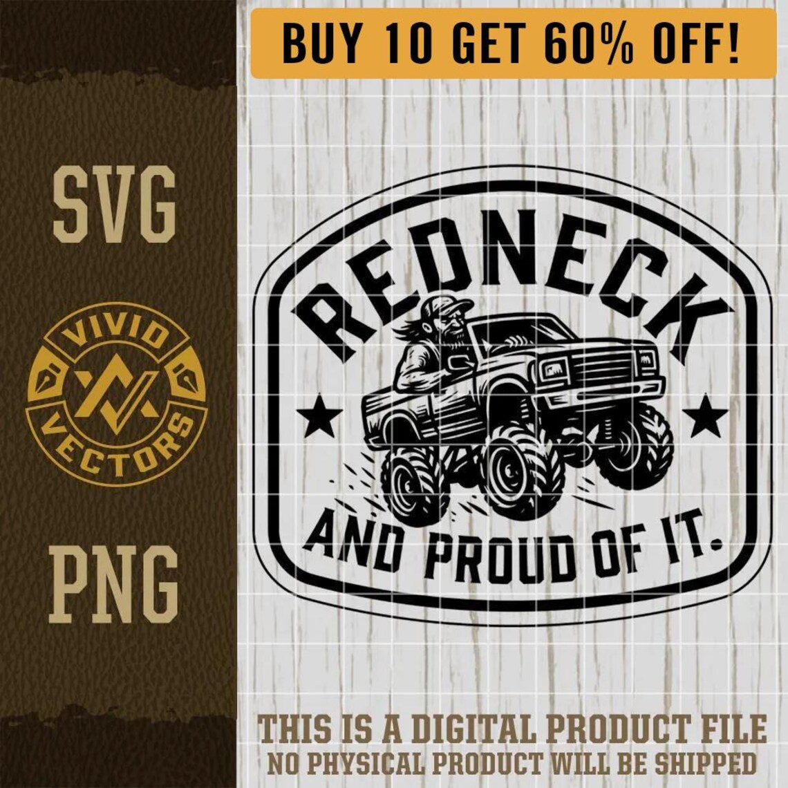 Proud Redneck SVG Laser Engraving File Leather Hat Patch Designs Vector ...