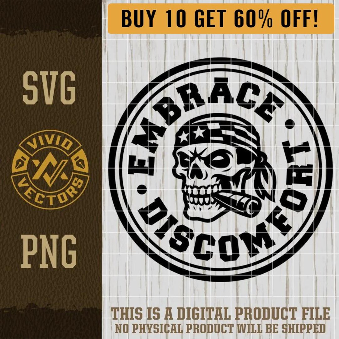 Embrace Discomfort Skull SVG Laser Engraving File Leather Hat Patch ...