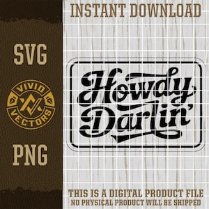 Howdy Darlin' SVG Laser Engraving File Leather Hat Patch Designs Vector ...