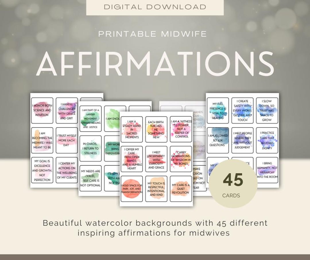 Midwife Affirmation Cards – 45 Printable Birth Worker Quotes | Digital ...
