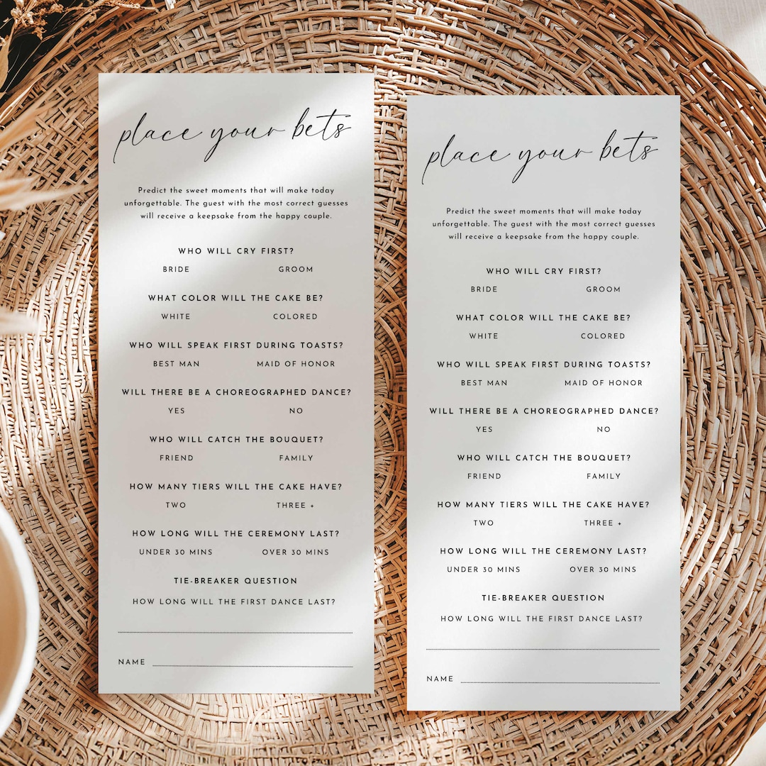 Wedding Place Your Bets Fun Reception Game, Engagement Party Wedding ...