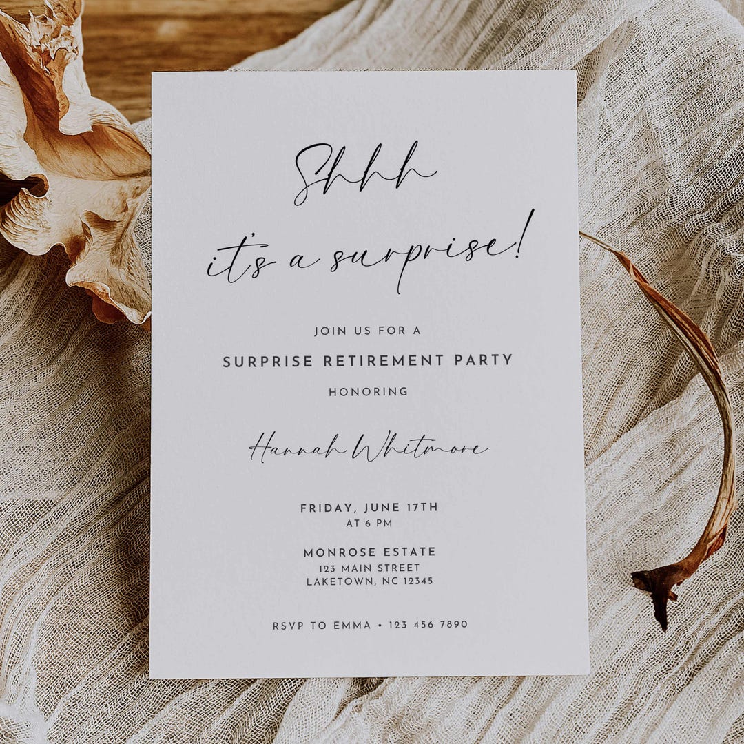 Surprise Retirement Party Invitation, Printable Retirement Party Invite ...