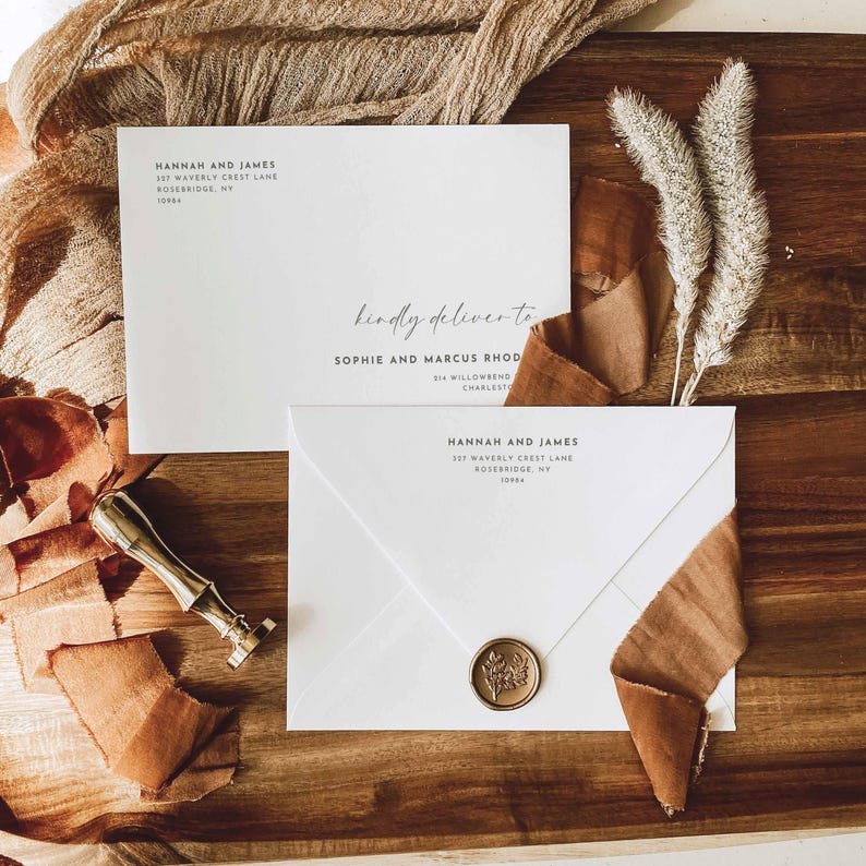 Envelope Addressing Template for Canva, Sage Green Wedding Envelope ...