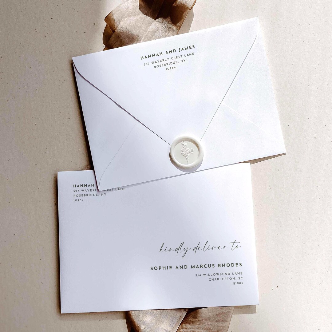 Envelope Addressing Template for Canva, Sage Green Wedding Envelope ...