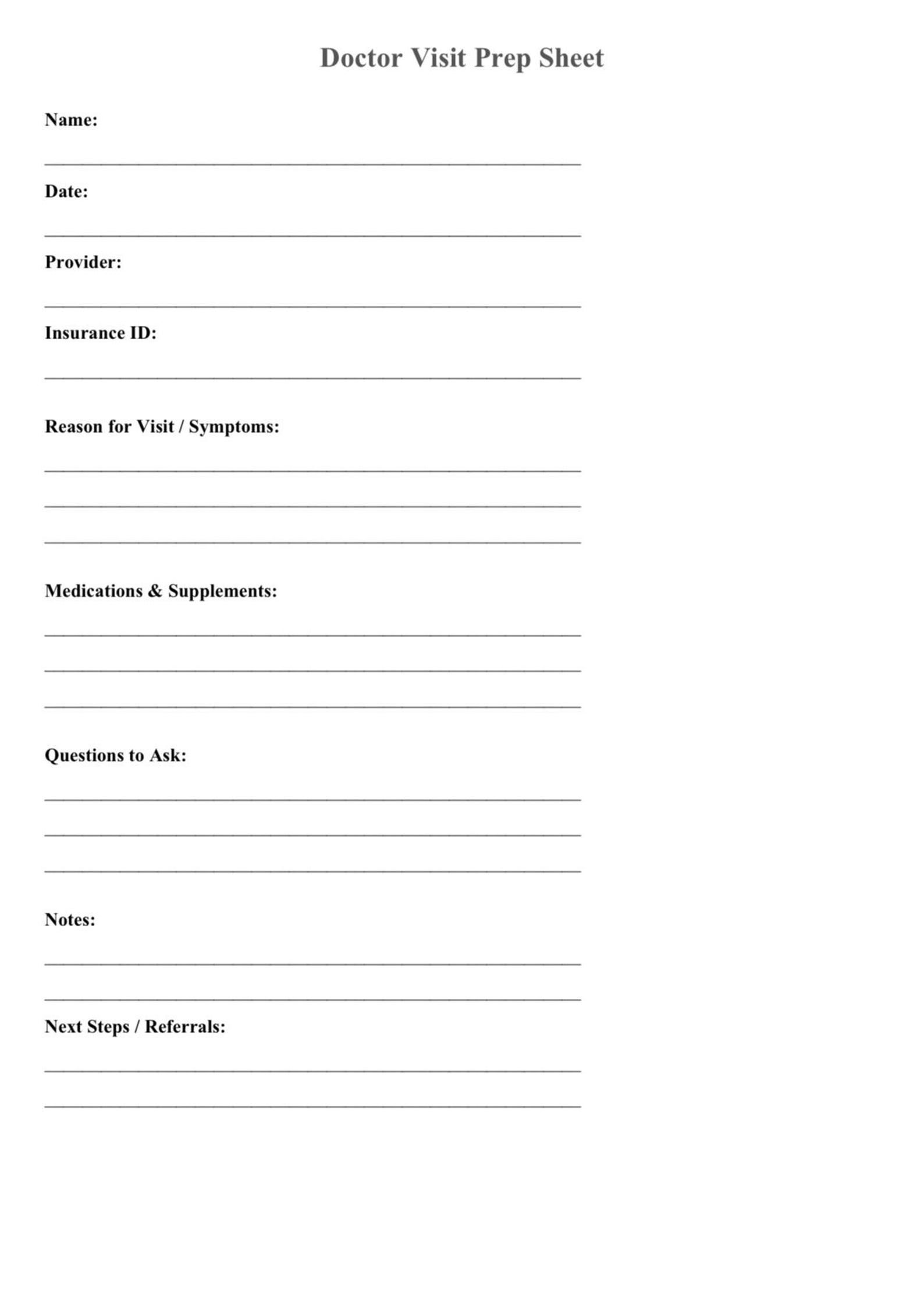 Doctor Visit Prep Sheet - Etsy