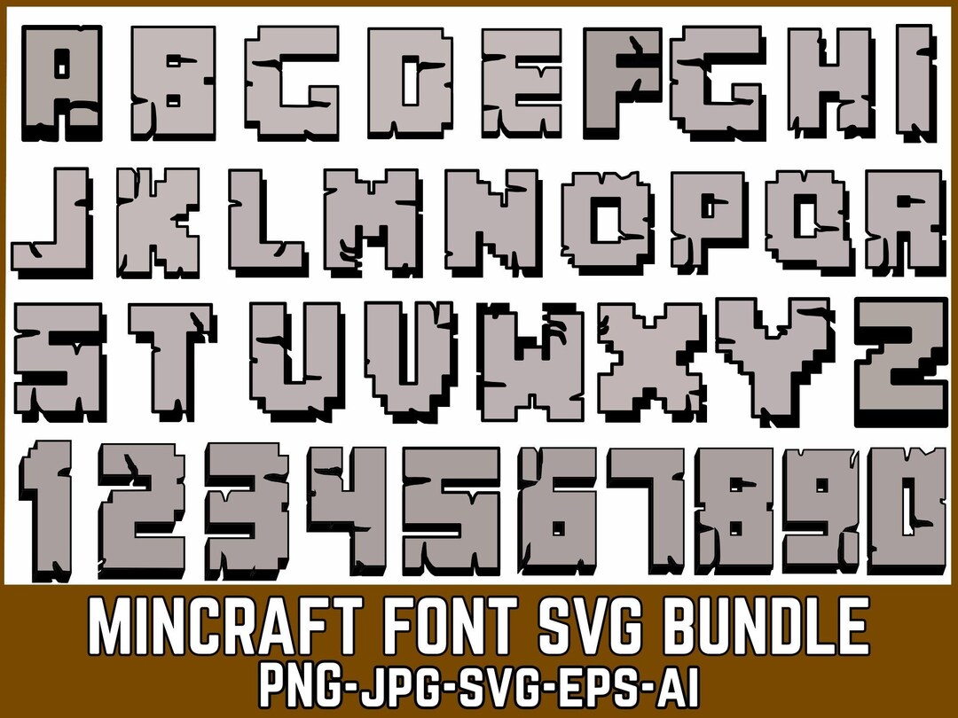 Minecraft Font Svg Bundle,gamer Alphabet & Number Cut Files, Cricut and ...