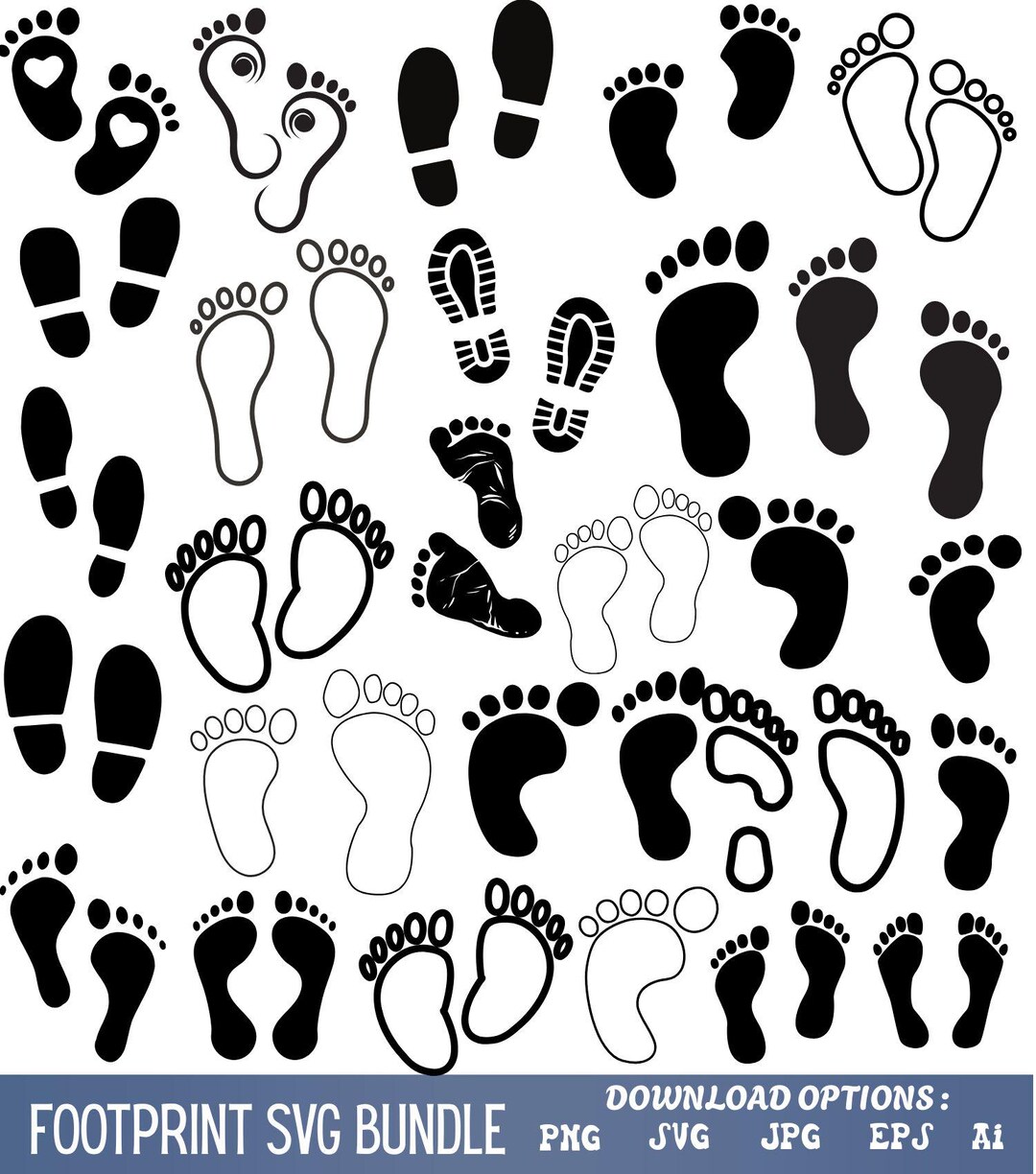 Footprints SVG Bundle: Shoe Print Designs for Cricut (digital Download ...