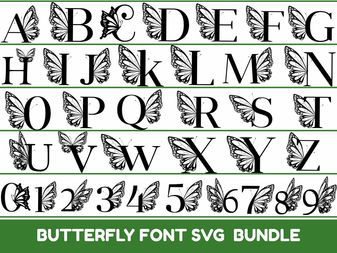 Butterfly Alphabet Svg Bundle,alphabet Bundle,butterfly Monogram ...
