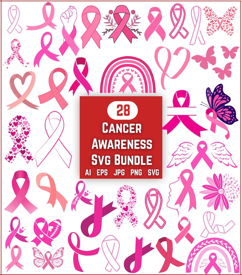 Breast Cancer Awareness Pink Ribbon SVG Bundle (digital Files) - Etsy