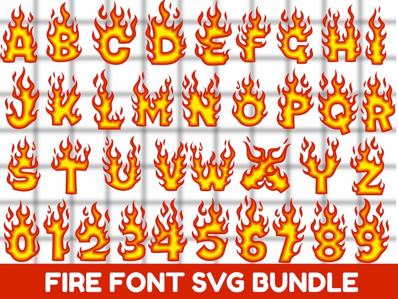 Flame Font SVG Bundle: Burning Fire Alphabet (digital Download) - Etsy