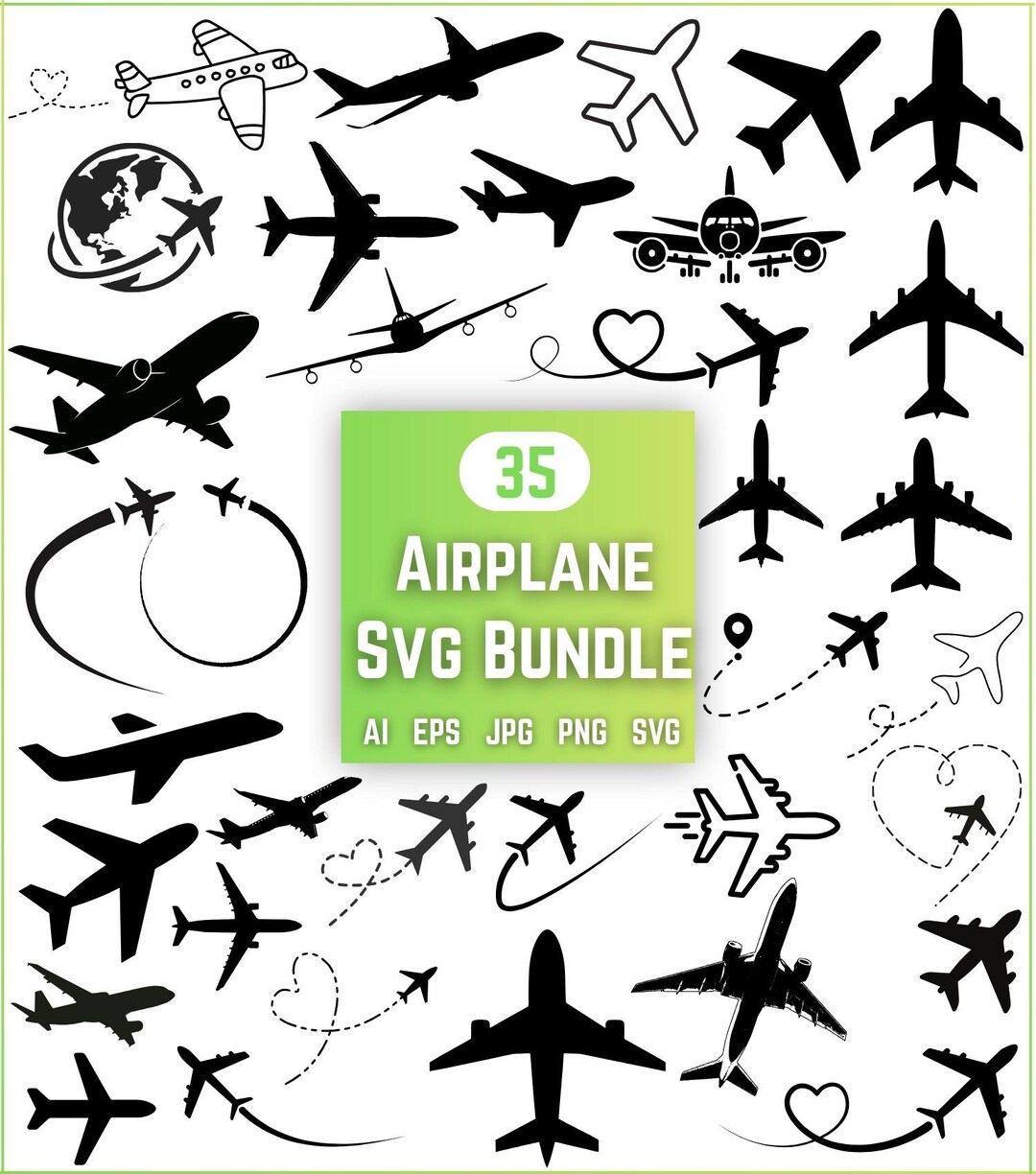 Flugzeug SVG Bundle: Militär, Doppeldecker, Jet Designs (Digitaler ...