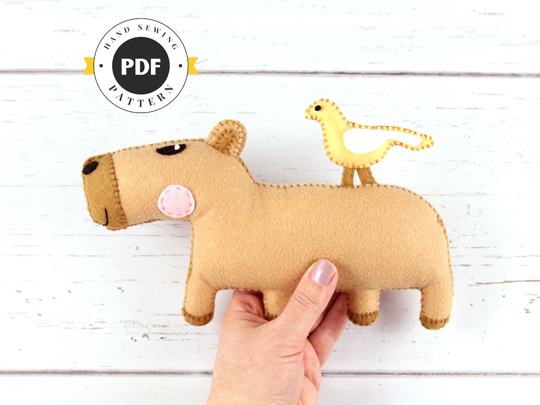 Capybara Hand Sewing Pattern | Stuffed Capybara Soft Toy Hand ...