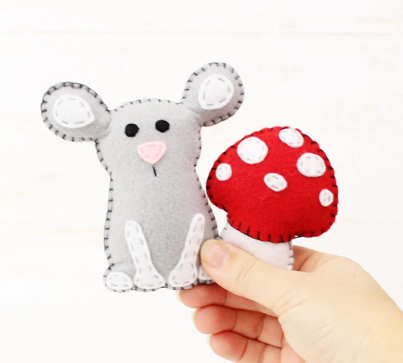 Mouse Sewing Pattern Felt Stuffed Mouse & Mushroom Plushie - Etsy Australia