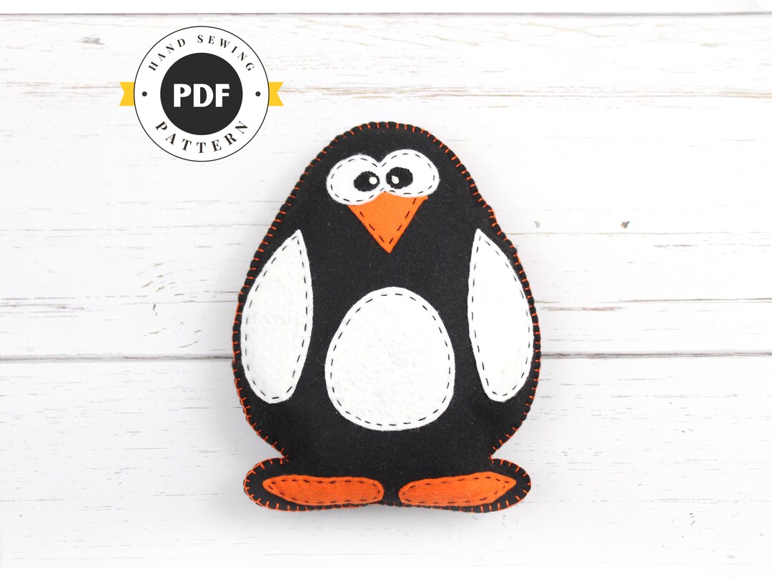 Penguin Sewing Pattern, Felt Penguin Hand Sewing Pattern, Plush Penguin ...
