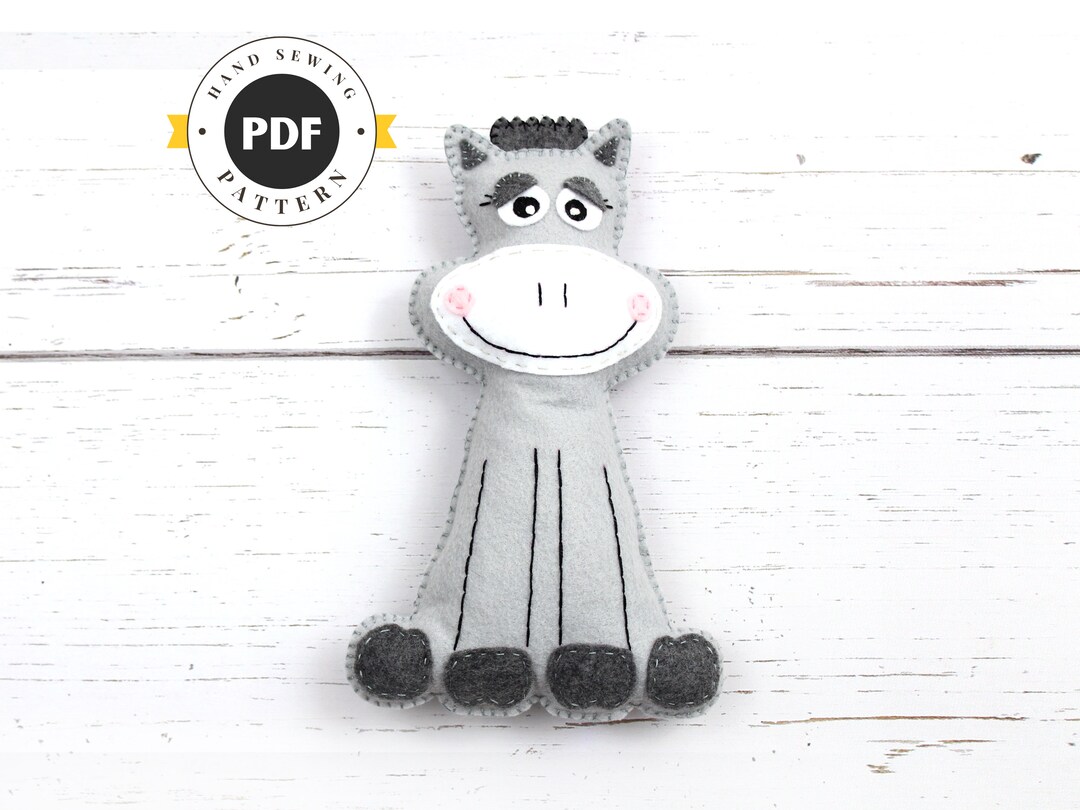 Donkey Sewing Pattern, Plush Stuffed Donkey Hand Sewing Pattern, Sew a ...