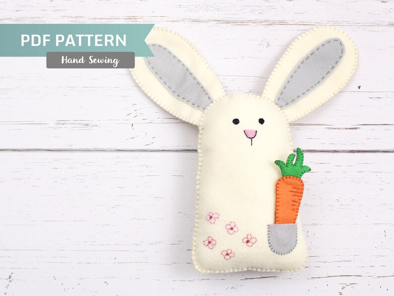 Bunny Sewing Pattern Felt Rabbit Hand Sewing Pattern With - Etsy