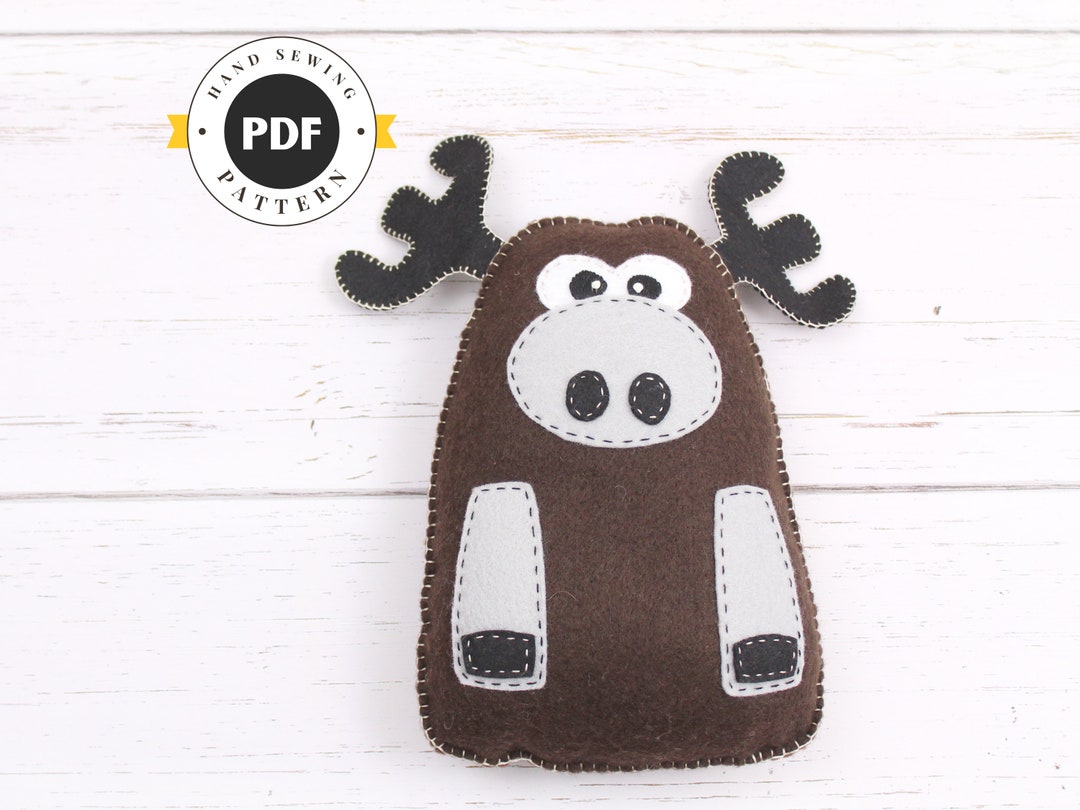 Moose Sewing Pattern, Plush Felt Moose Stuffed Animal Sewing Pattern ...