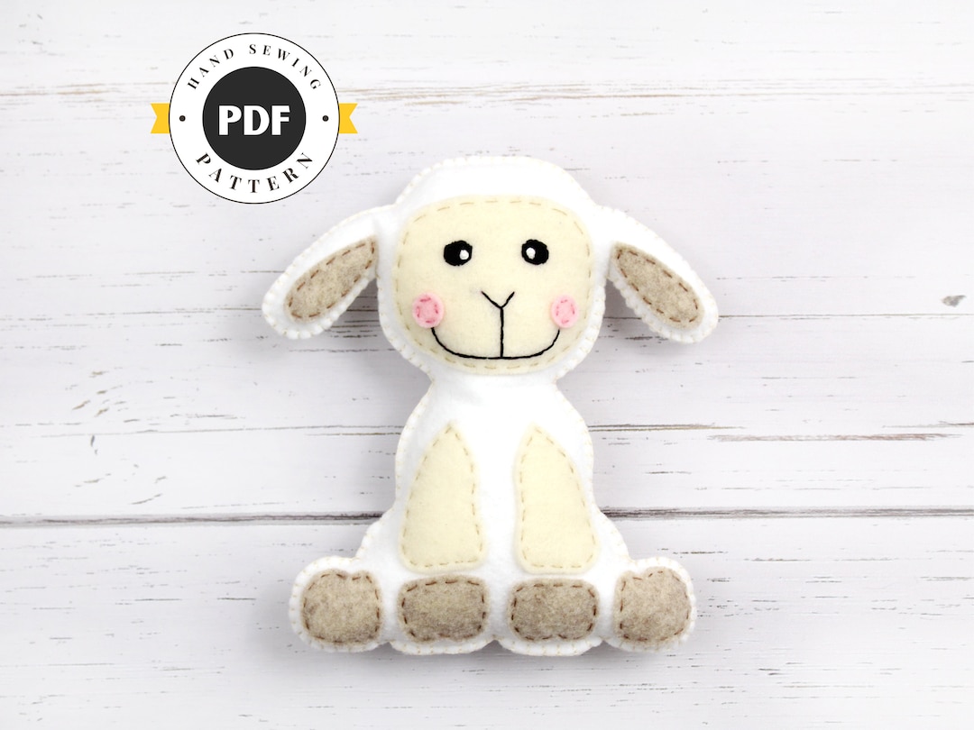 Felt Lamb Stuffed Animal Sewing Pattern: Plush Sheep Softie (PDF, SVG ...