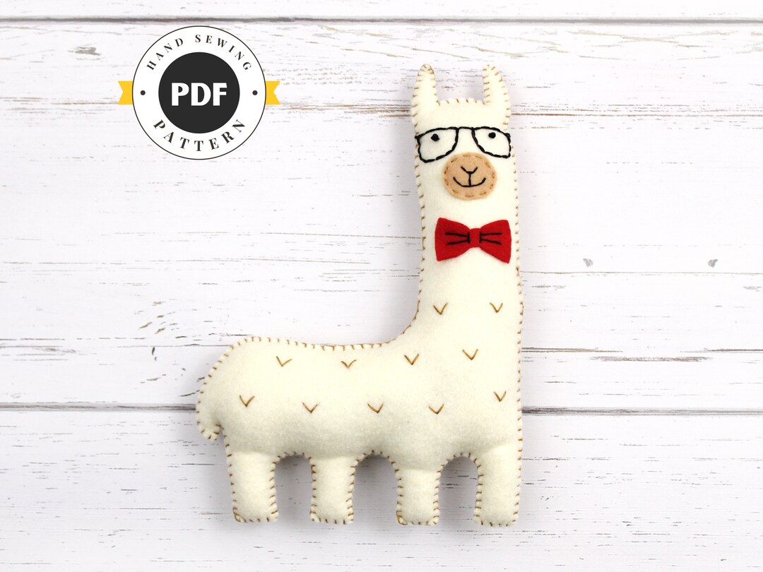 Llama Sewing Pattern, Hipster Llama or Alpaca, Sew Your Own Felt Llama ...