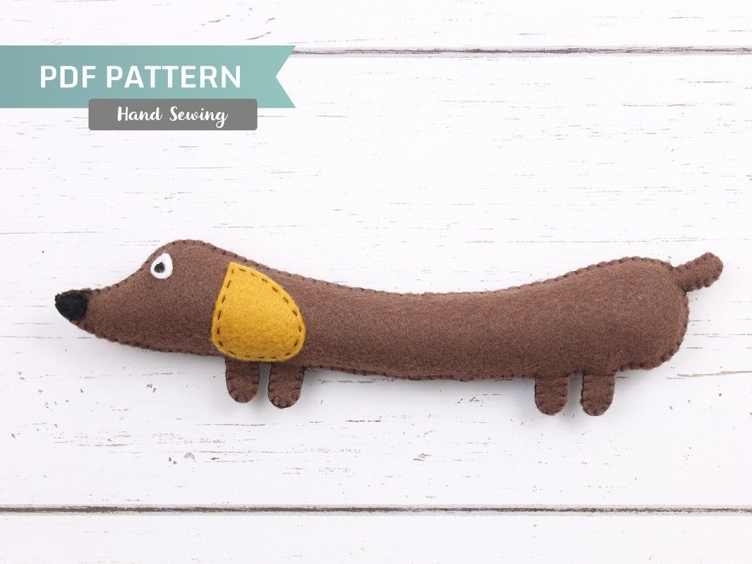 Wiener Dog Hand Sewing Pattern, Stuffed Dachshund Felt Soft Toy ...