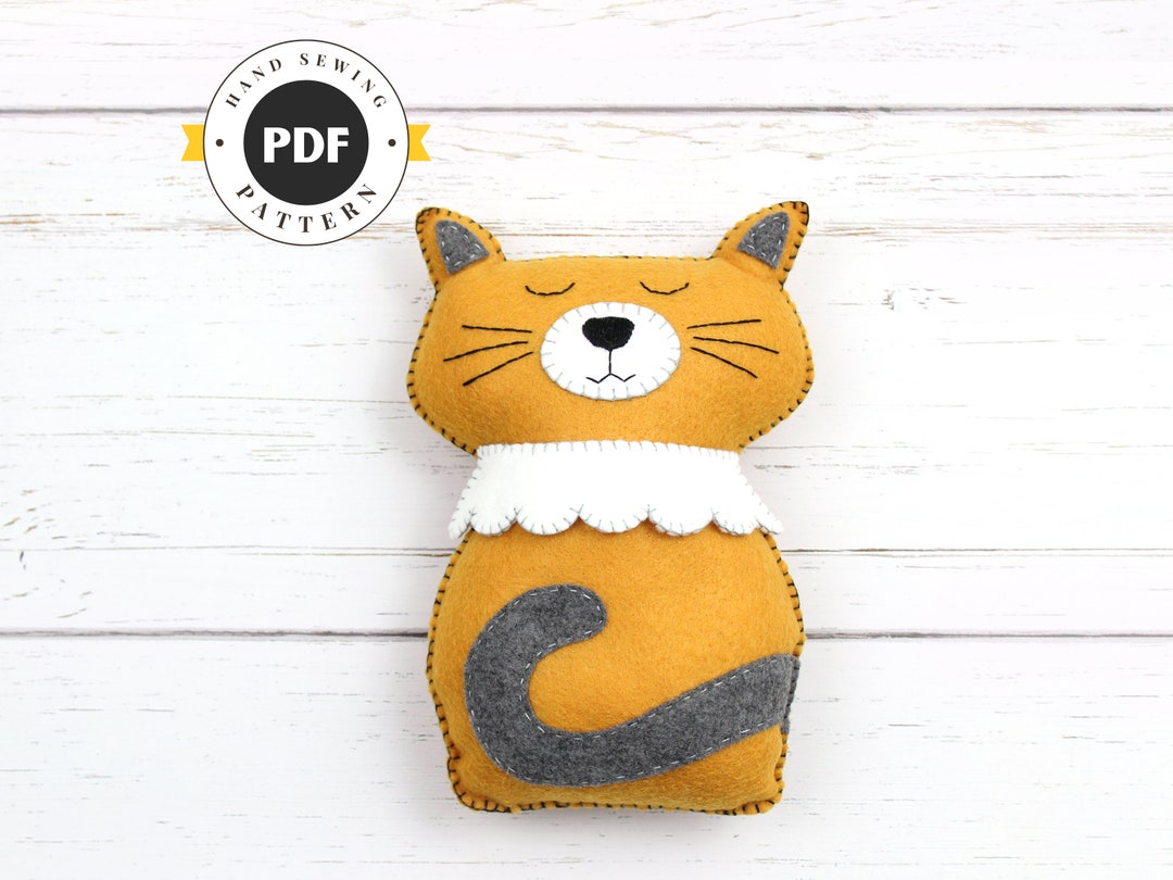 Cat Sewing Pattern, Felt Cat, Easy Hand Sewing Pattern for Cat, Plush ...
