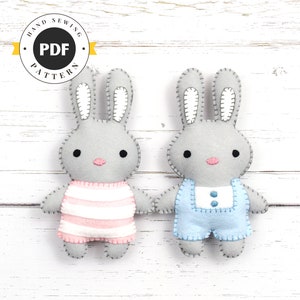 Bunny Rabbit Sewing Pattern, Felt Bunnies, Sew Your Own Plush Rabbits ...