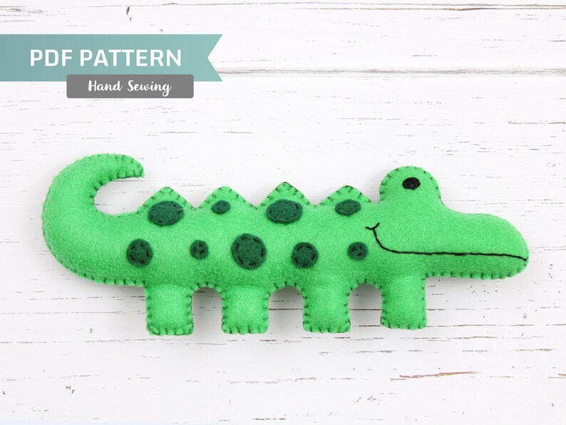 Crocodile Sewing Pattern Felt Alligator Pattern Sew by Hand - Etsy