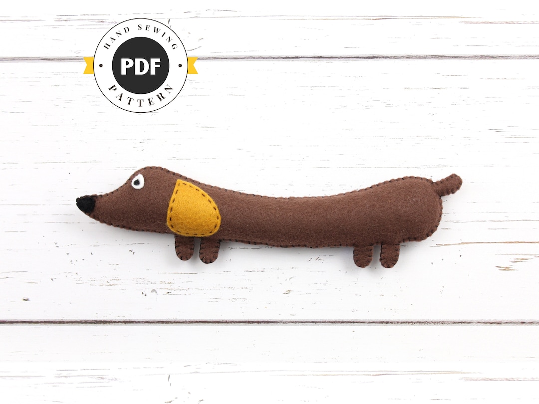 Wiener Dog Hand Sewing Pattern, Stuffed Dachshund Felt Soft Toy ...