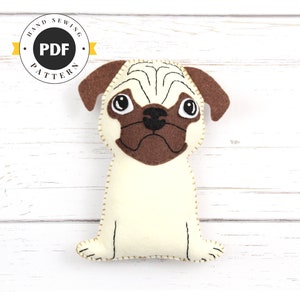 Pug Sewing Pattern, Dutch Bulldog Felt Hand Sewing Pattern, Easy Dog ...