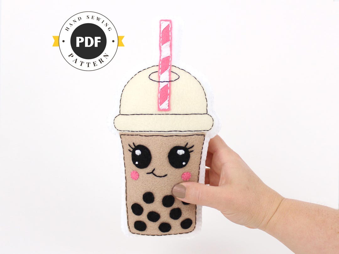 Felt Bubble Tea Plush Sewing Pattern: Kawaii Boba DIY Craft (digital ...
