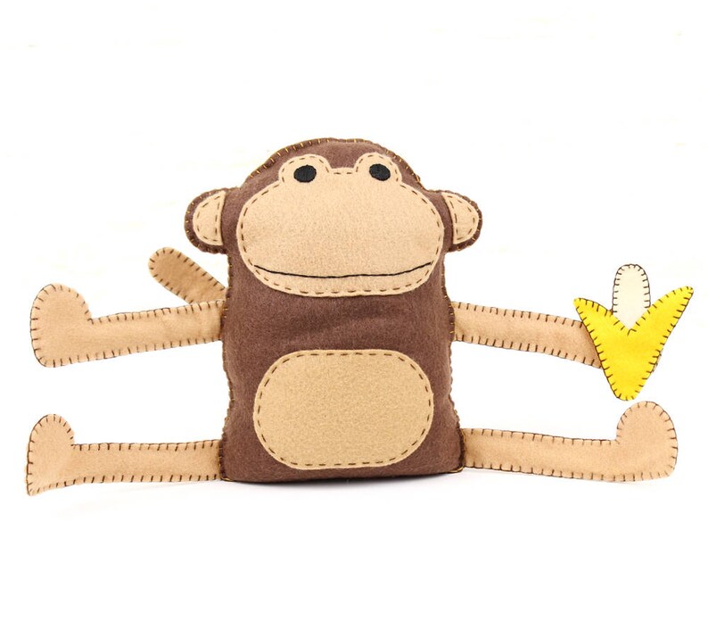 Felt Monkey Sewing Pattern Hand Sewing Plush Monkey Softie | Etsy