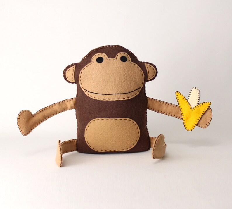 Felt Monkey Sewing Pattern Hand Sewing Plush Monkey Softie | Etsy