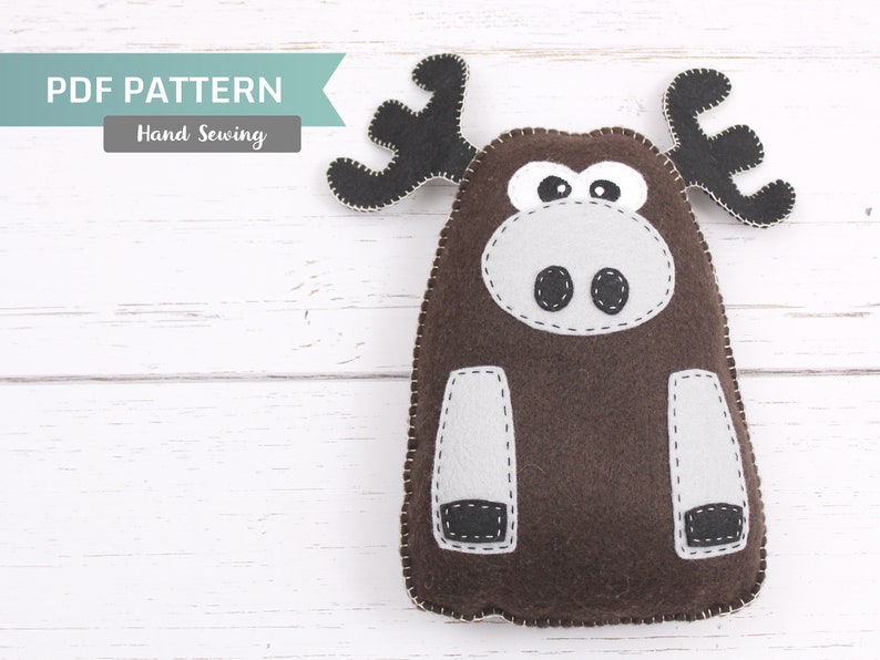 Moose Sewing Pattern Plush Felt Moose Stuffed Animal Sewing - Etsy