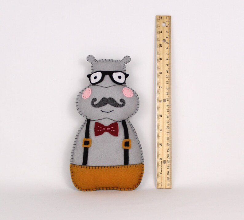 Hipsterpotamus Hand Sewing Pattern Hippo Felt Softie Pattern - Etsy
