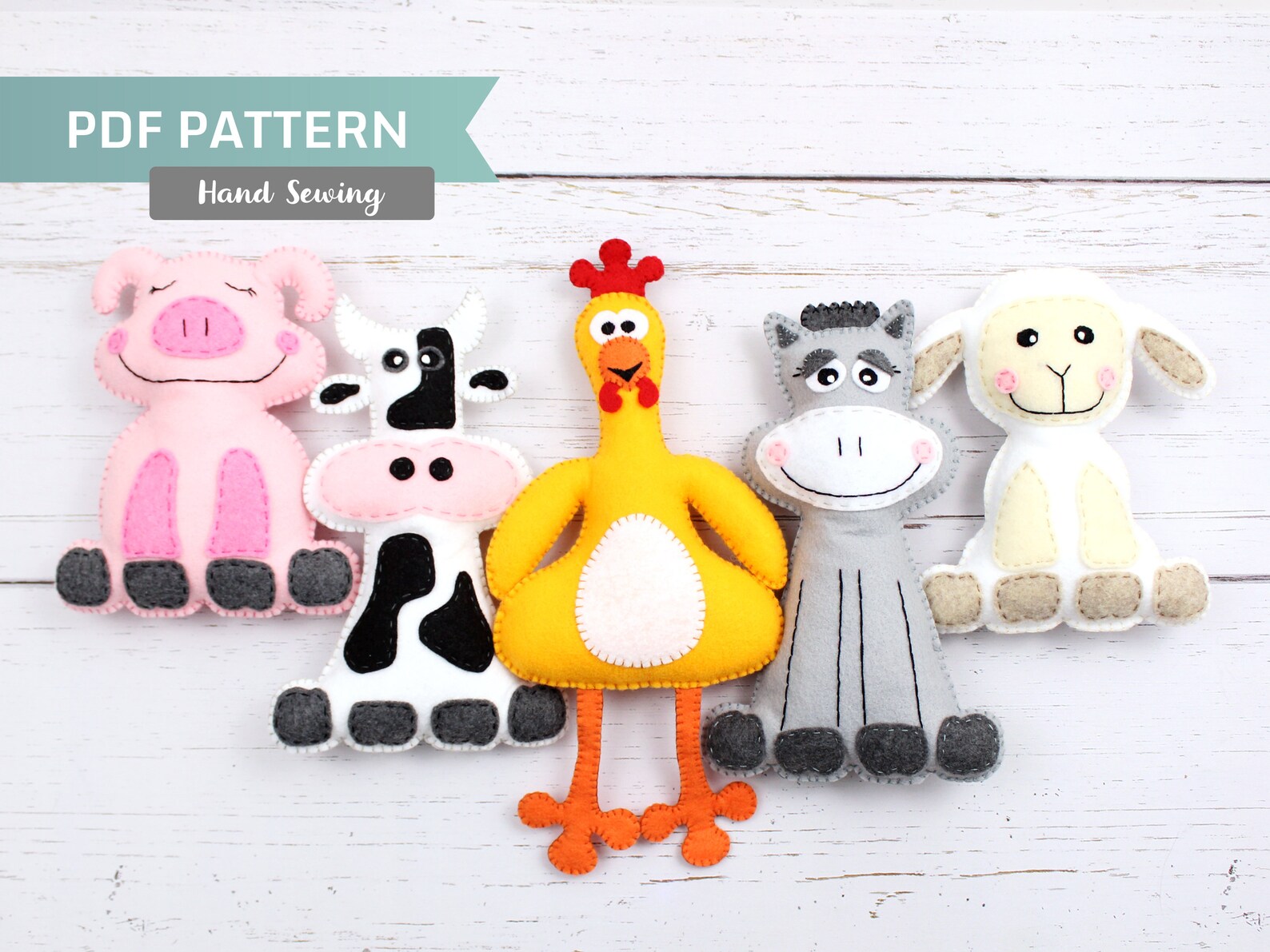 Farm Animal Sewing Patterns Felt Stuffed Barnyard Patterns - Etsy Australia
