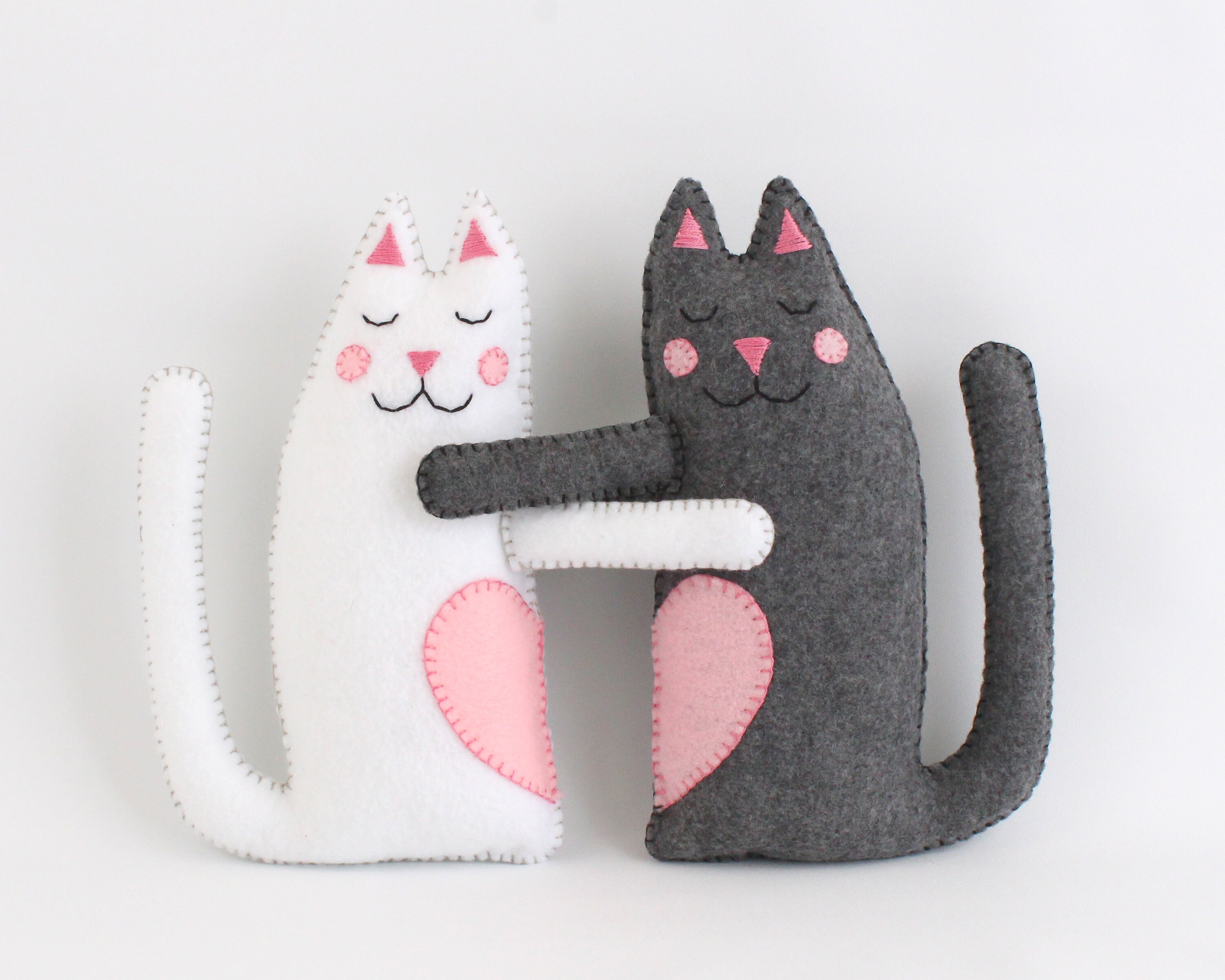 Cat Sewing Patterns Hugging Kitty Cats Hand Sewing Felt | Etsy