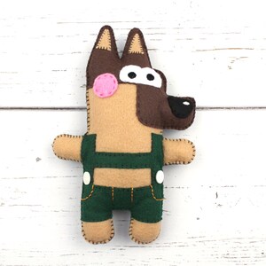 German Shepherd Hand Sewing Pattern | Felt Dog in Lederhosen Soft Toy ...