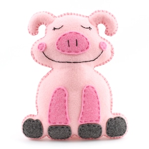 Pig Sewing Pattern, Felt Pig Sewing Pattern, Sew a Stuffed Animal Pig ...
