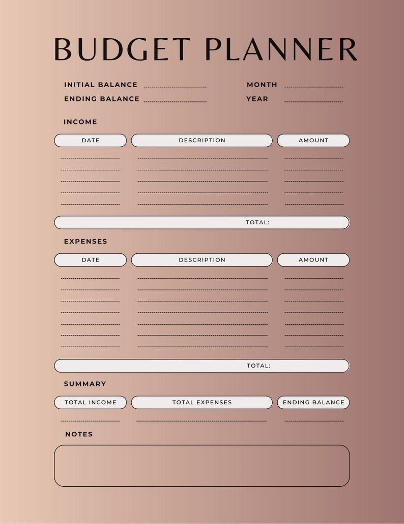 Simple Budget Planner Printable | Income & Expense Tracker | Monthly ...