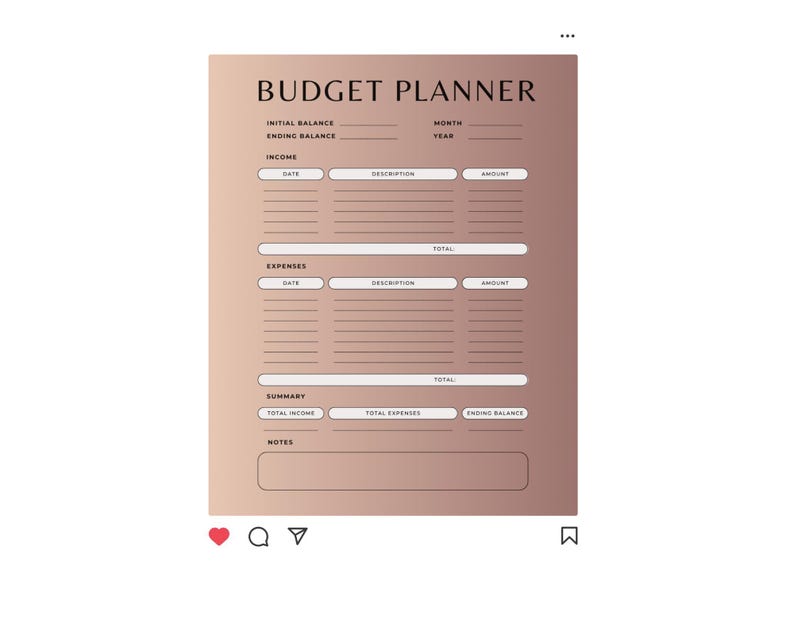 Simple Budget Planner Printable | Income & Expense Tracker | Monthly ...