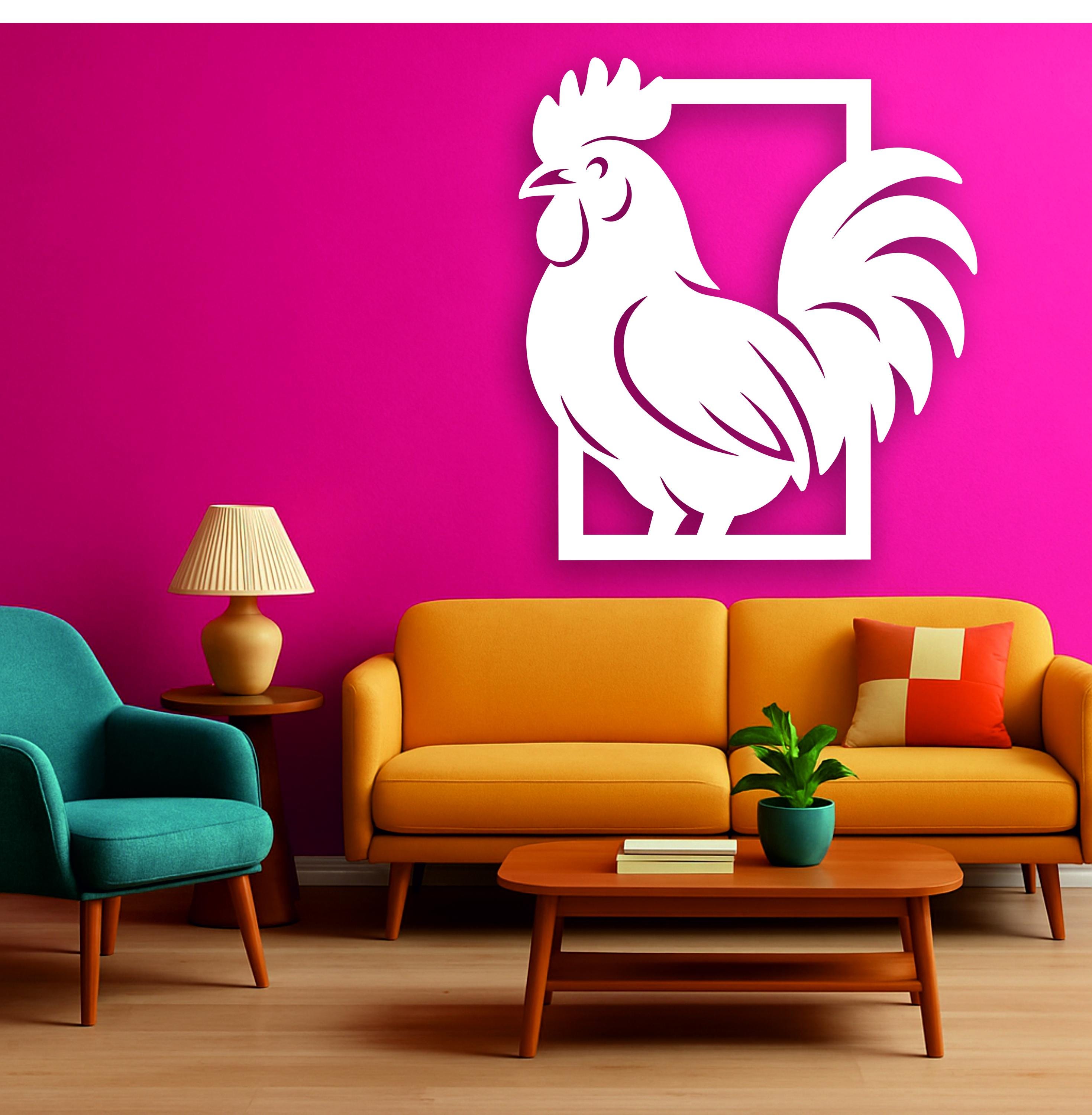 Laser Cut Rooster Wall Art, Wooden Farmhouse Kitchen Decor, Rustic ...