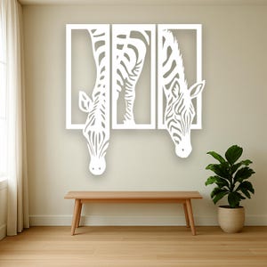 3 Panel Zebra Wall Art, Modern Wooden Safari Animal Wall Decor, African ...