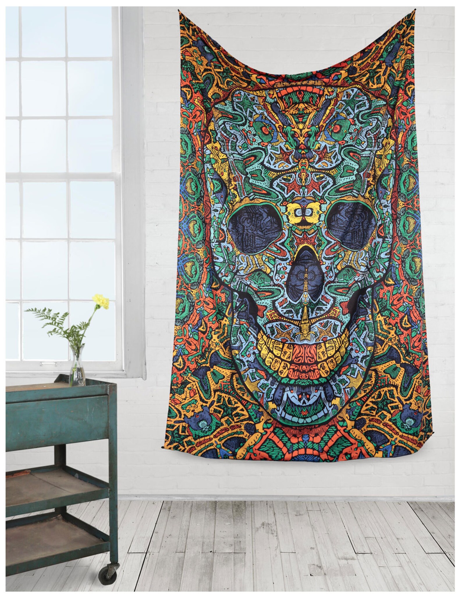 3D Skull Psychedelic Tapestry Tablecloth Goth Beach Sheet Wall | Etsy