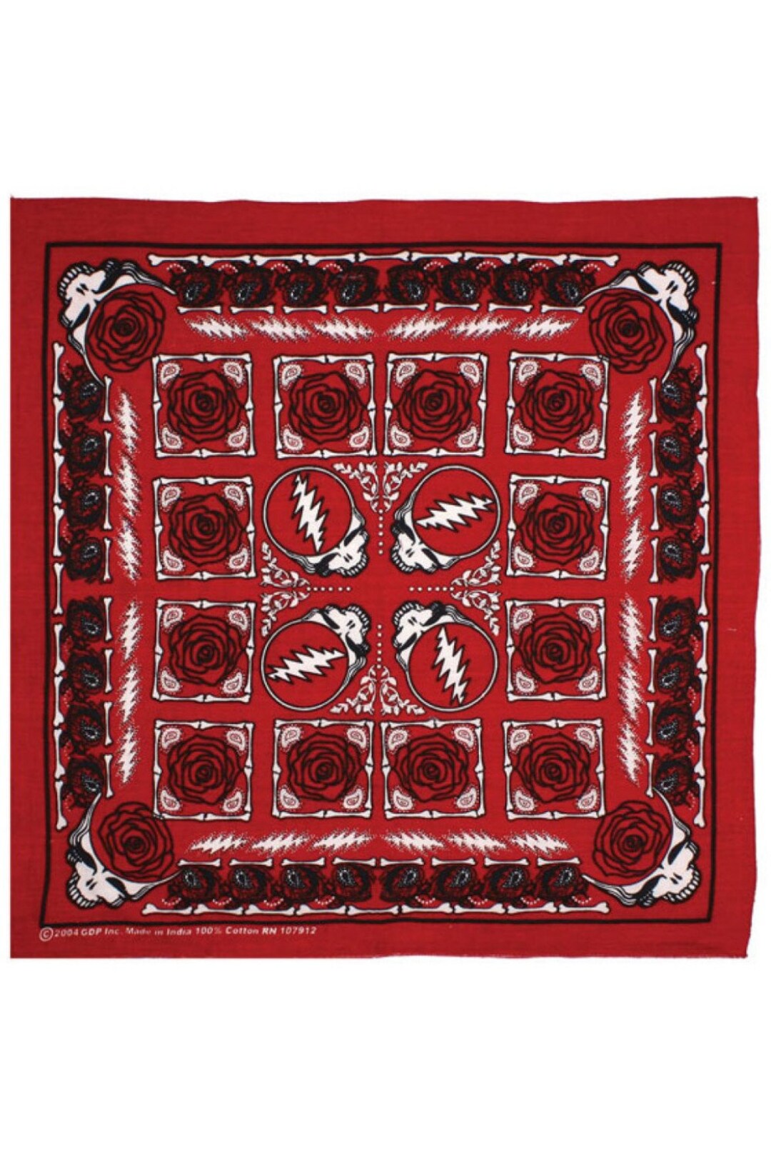 Grateful Dead SYF & Roses Bandana Red 22x22 - Etsy