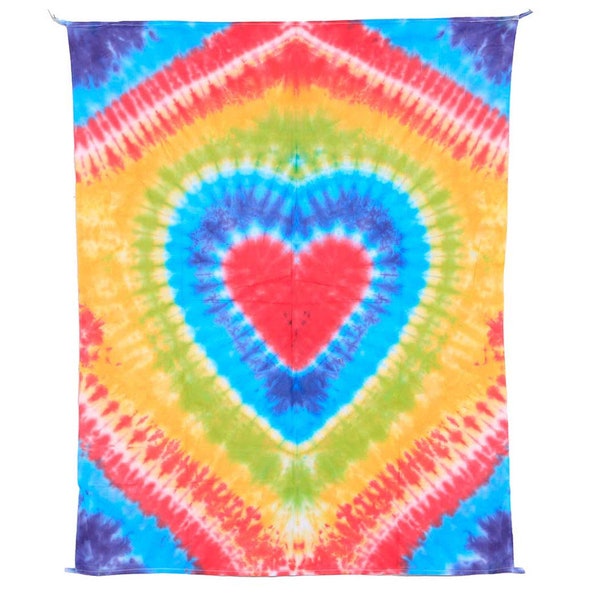 Rainbow Tie Dye Tapestry Heart - Etsy