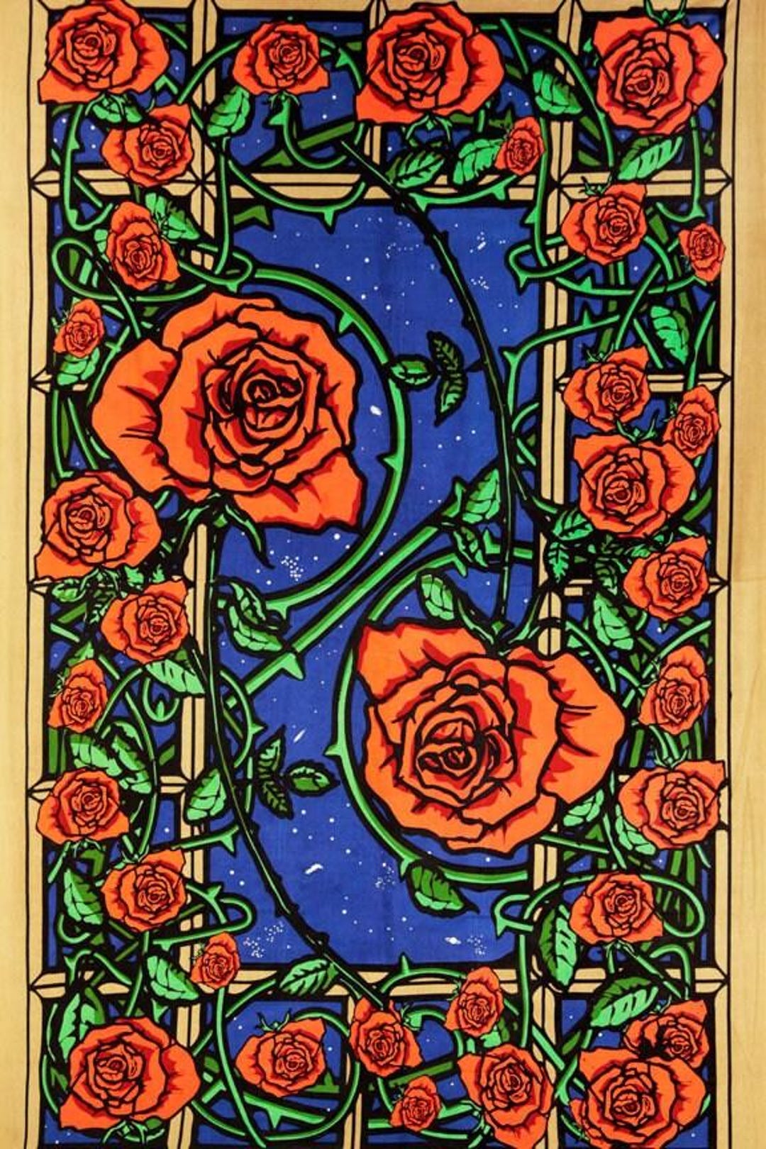 3D Rose Window Stained Glass Psychedelic Floral Tapestry by Sunshine ...