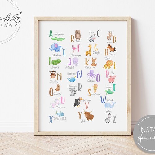 Animal Alphabet Poster Educational Poster Alphabet Wall Art - Etsy
