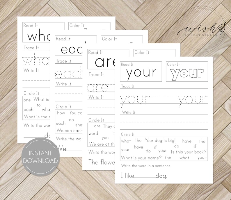Fry Sight Word Worksheets Printable 50 Sight Word Worksheets - Etsy