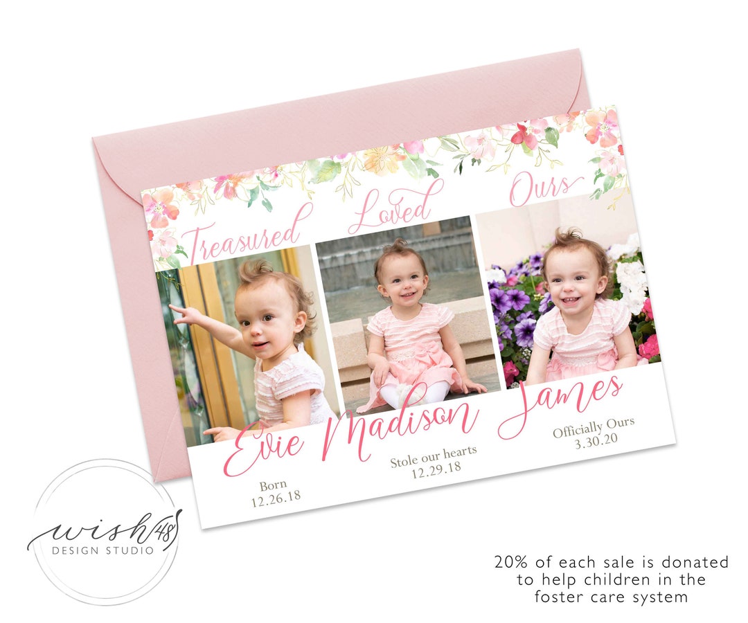 Floral Adoption Announcement, Adoption Party Invitations, Photo ...